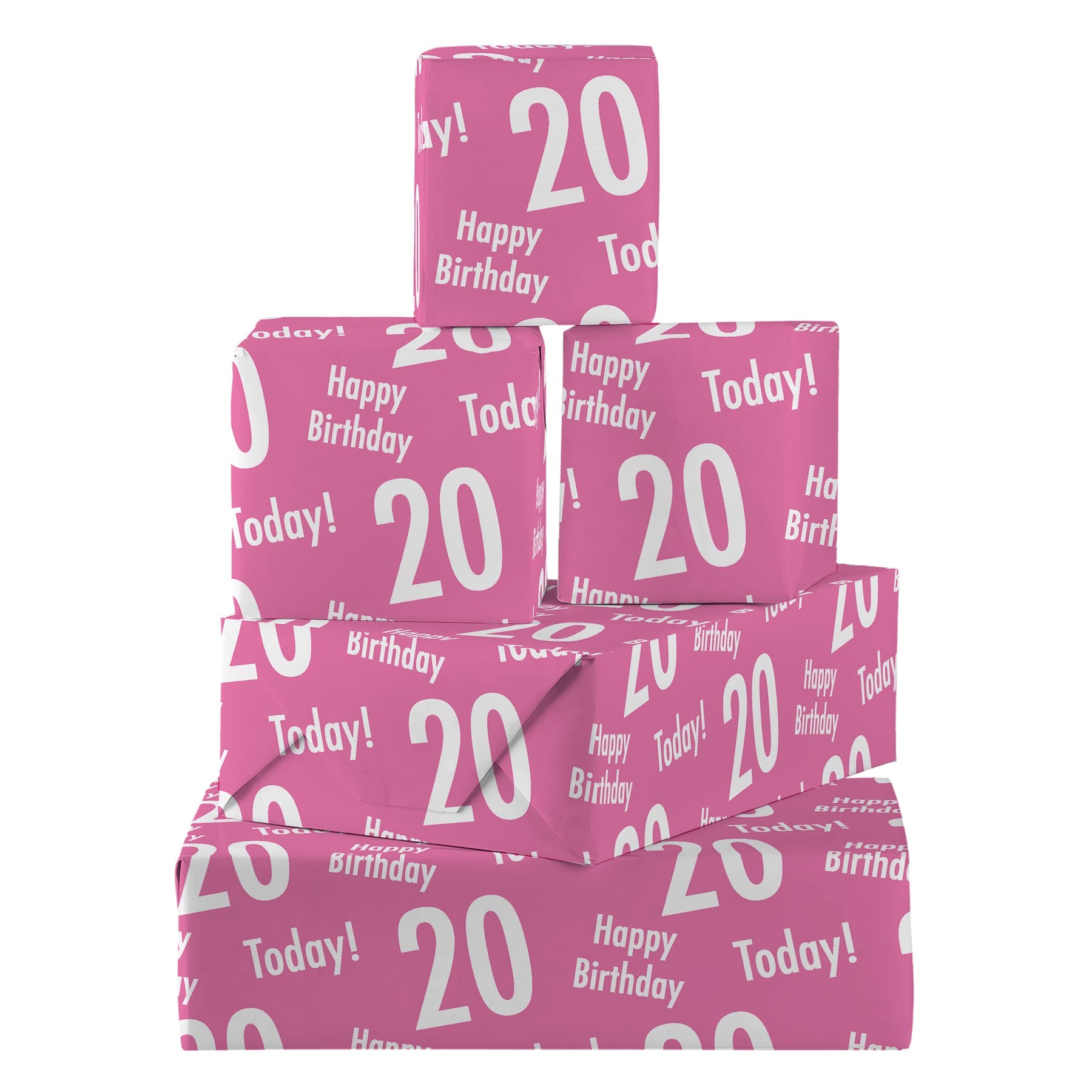 20th Birthday Pink Gift Wrap And Tags Urban Colour – Hunts England