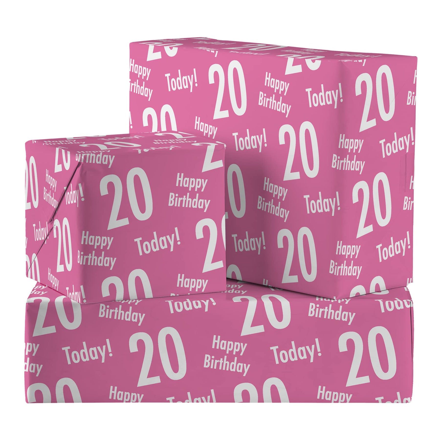 20th Birthday Pink Gift Wrap And Tags Urban Colour – Hunts England